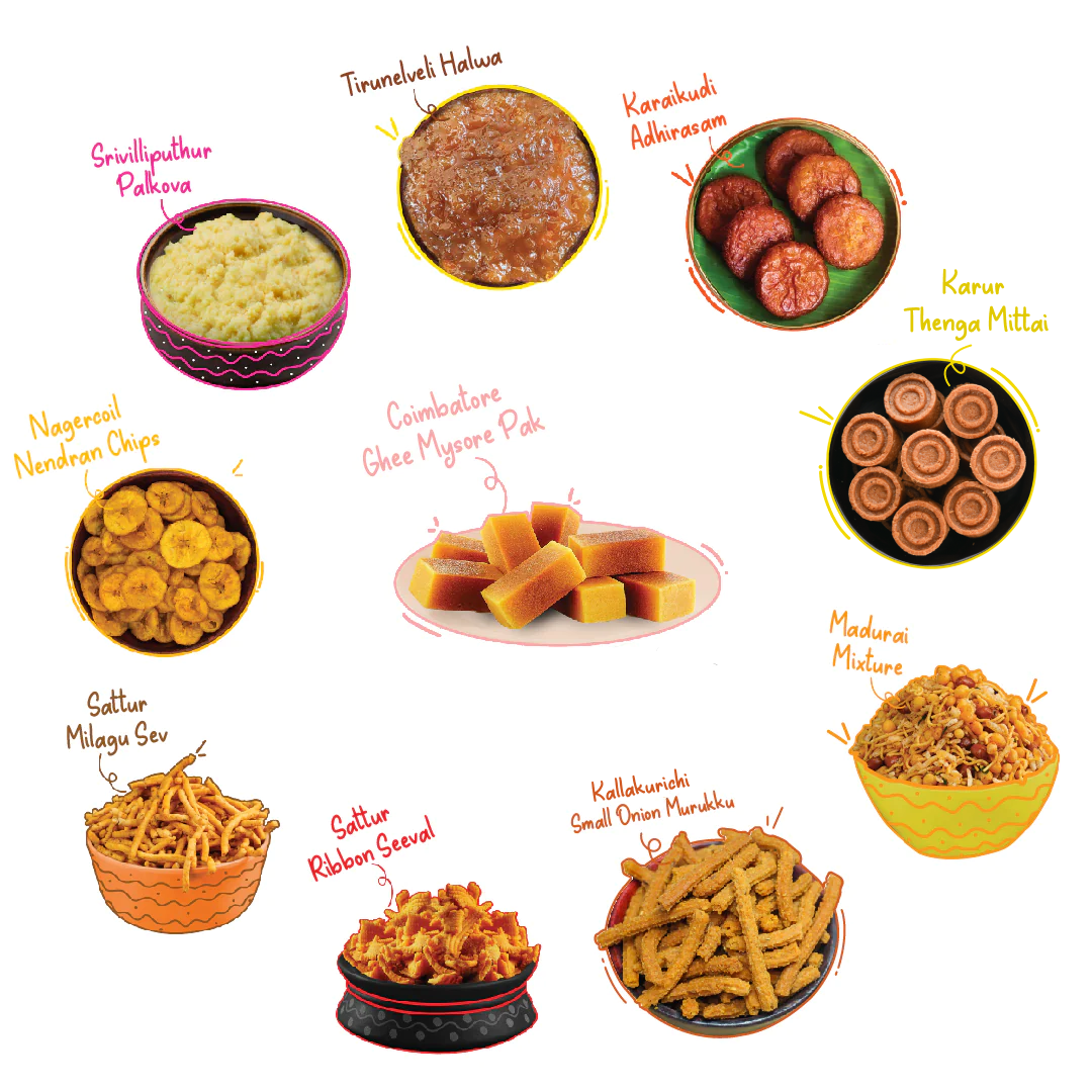 Authentic Pack of 10 Traditional Sweet & Snacks by Oorla